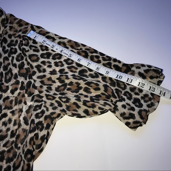 H&M | Tops | Hm High Low Leopard Print Blouse Roll Up Sleeves | Poshmark